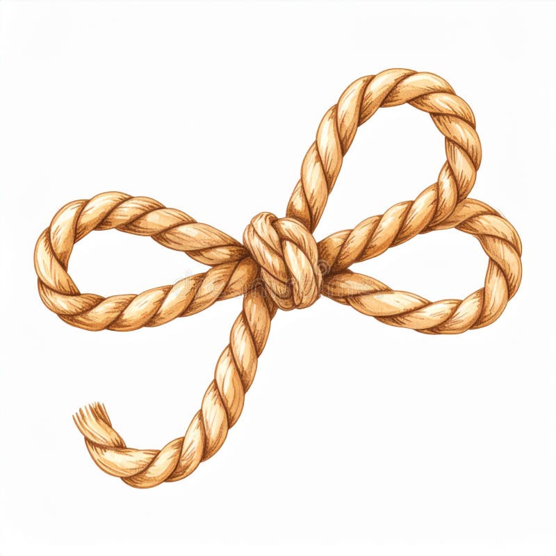 Beige Rope Bow Knot Illustration on White Stock Photo - Illustration of ...