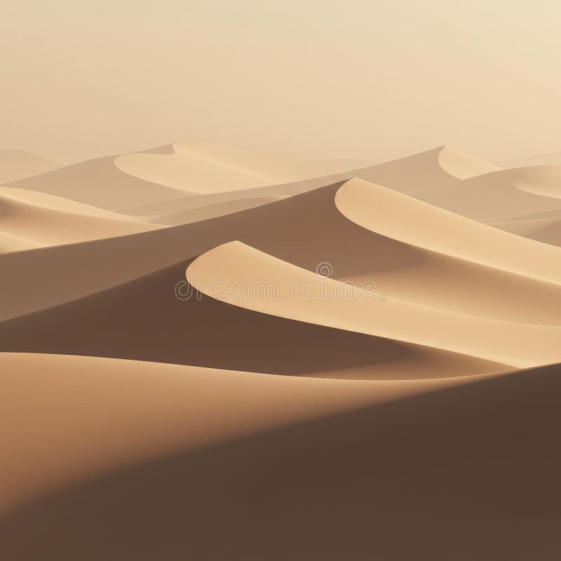 Beige Sand Dunes Desert Landscape at Sunset Stock Illustration ...