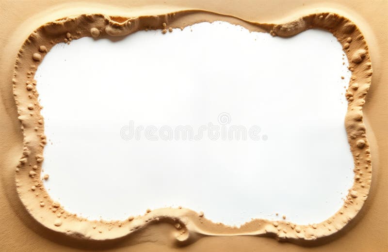 Beige Sand Forms Irregular Frame Against Plain White Background. Sand ...