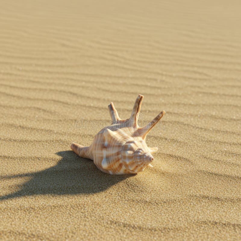 Beige Seashell on Golden Sand Dune Stock Illustration - Illustration of ...