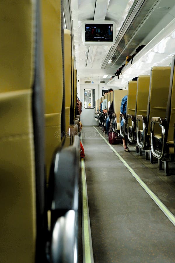 Beige Seat Train in a Row with Arm Seat Stock Photo - Image of travel ...