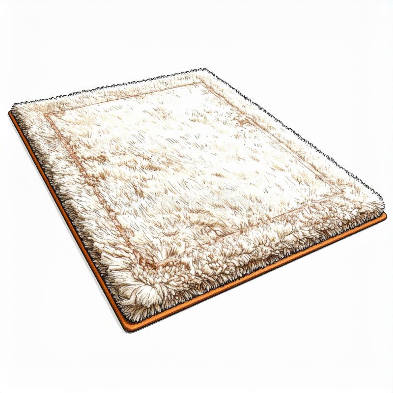 Beige Shaggy Rug with Orange Border Stock Illustration - Illustration ...