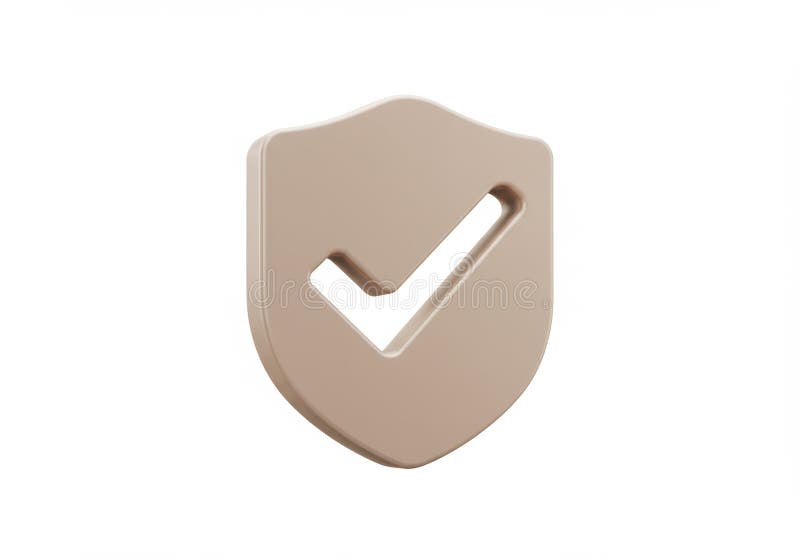 Beige Shield with Check Mark Icon Symbolizing Security and Approval ...