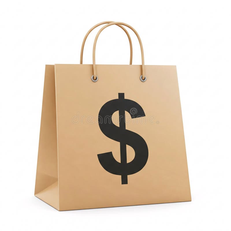 A Beige Shopping Bag with a Black Dollar Sign, Isolated Stock ...