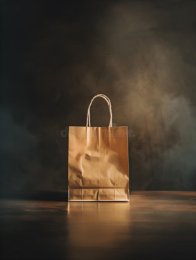 Beige Shopping Bag on a Dark Background Stock Illustration ...
