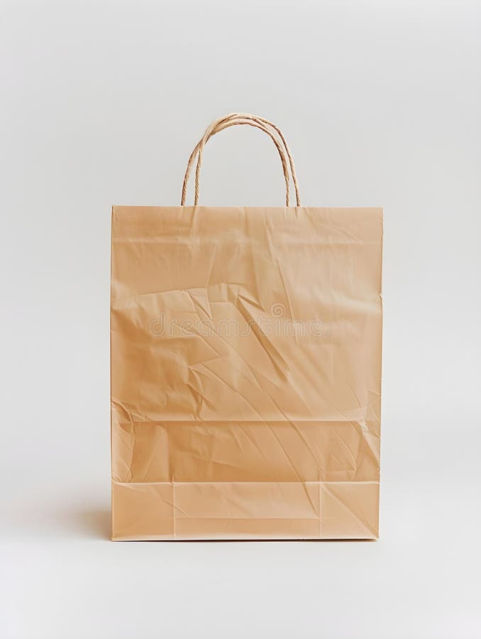 Beige Shopping Bag on a White Background Stock Illustration ...