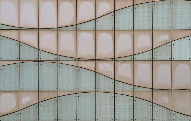 Tiled and Riveted Wave Pattern Stock Photo - Image of reflection ...