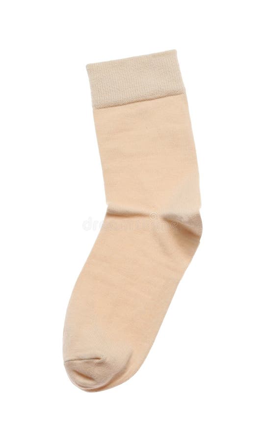 Beige Sock Isolated on White, Top View Stock Photo - Image of accessory ...