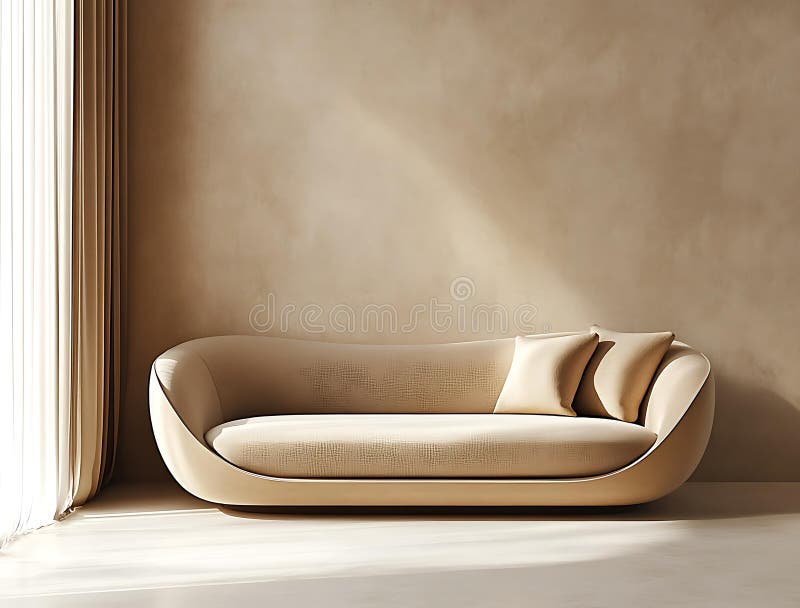 Beige Sofa in Modern Interior Design Generated Using AI. Stock ...