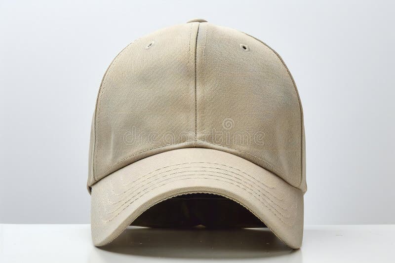 Beige Solid Color Baseball Cap, Front View, White Background, Product ...