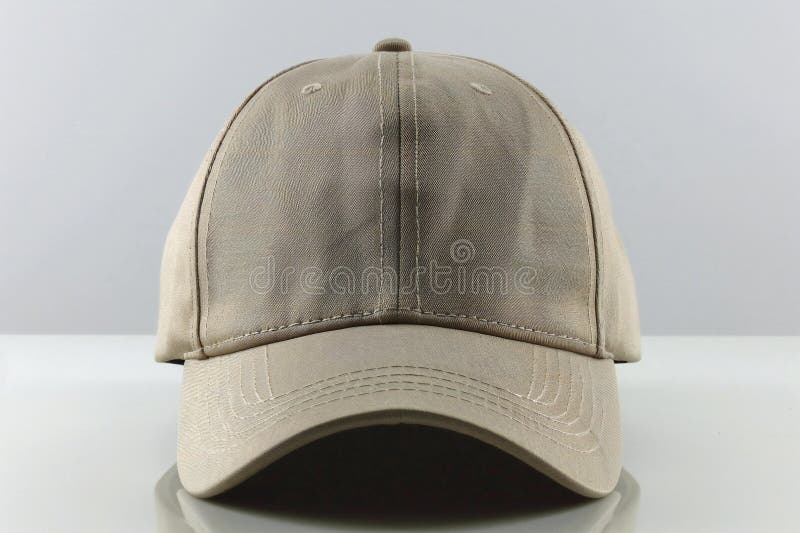 Beige Solid Color Baseball Cap, Front View, White Background, Product ...