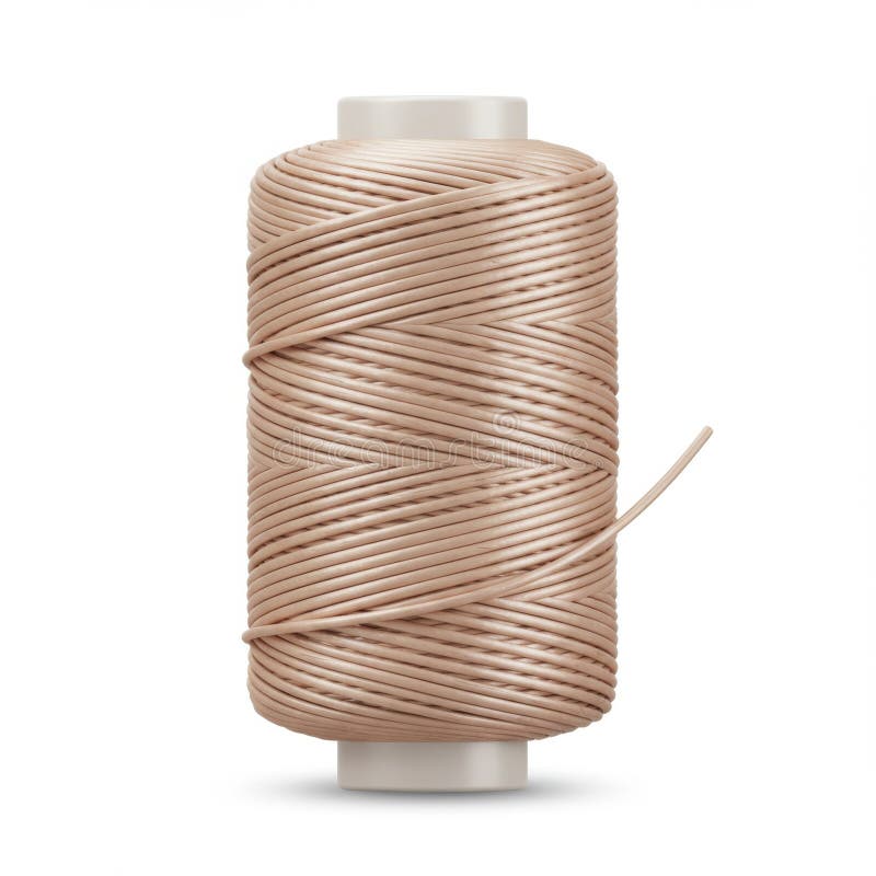 Beige Spool of Thread on White Background Stock Illustration ...