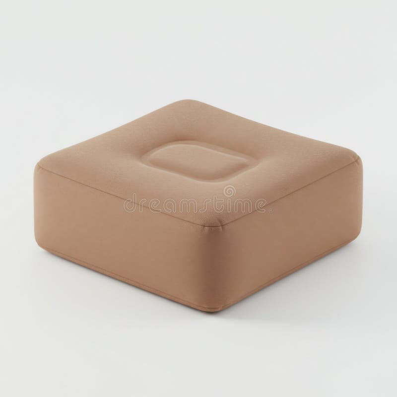 Beige Square Ottoman a Plush and Comfortable Footstool on White ...