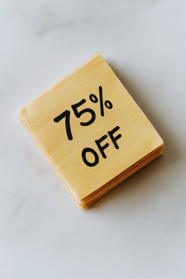 Beige Squared Sticky Notes with 75 Off Text on White Background, Sales ...