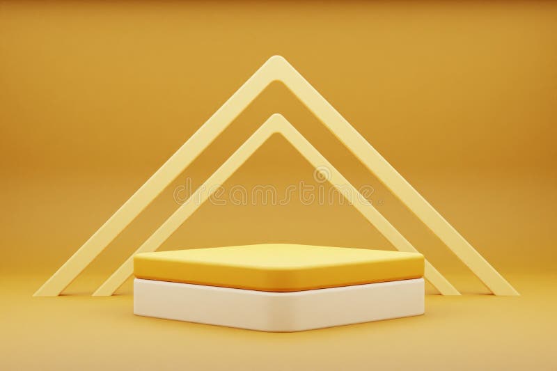 Beige Stacked Square 3d Display Podium with Two Triangle Lines ...