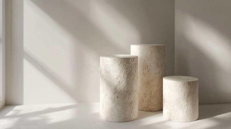 Beige Stone Cylinders on White Background Stock Illustration ...