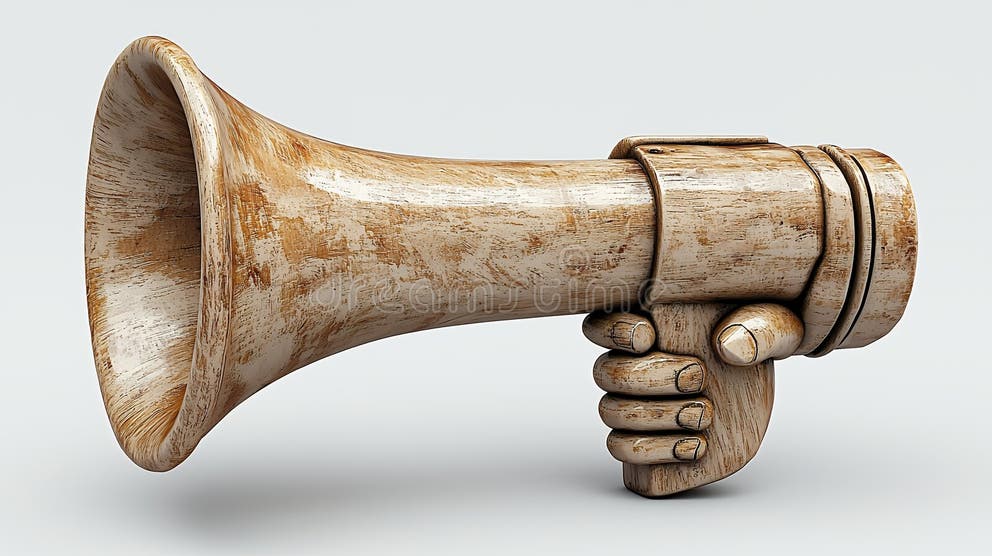 Beige Stone Megaphone Hand Shaped 3D Render - Generative AI Stock ...