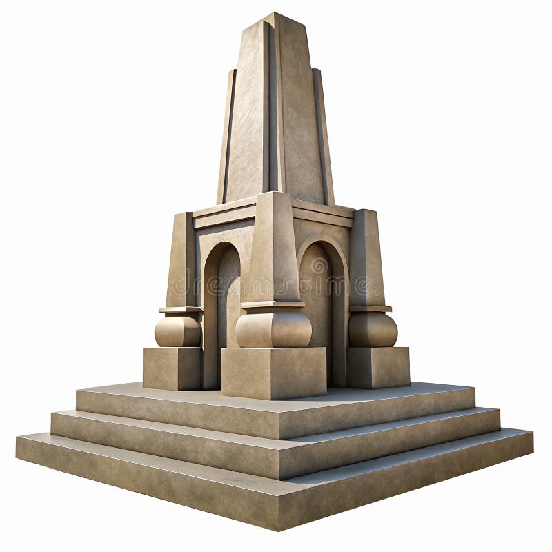 Beige Stone Monument with Arches and Stepped Base Architectural ...