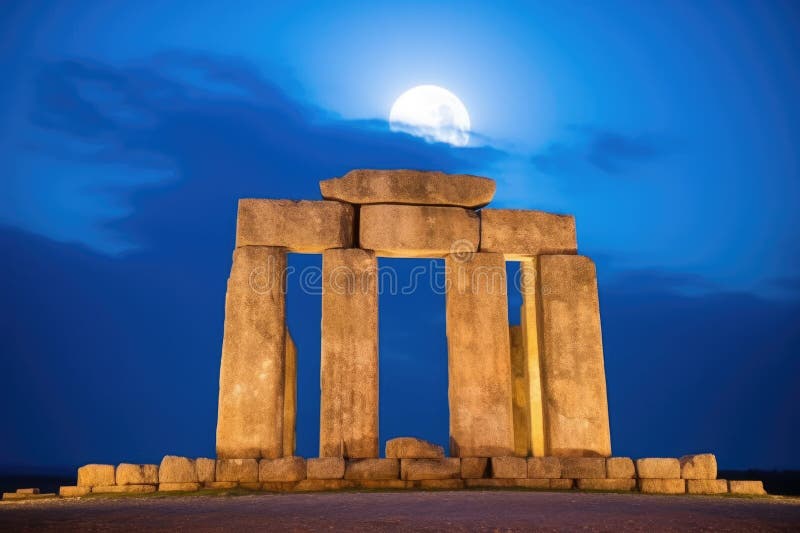 A Beige Stone Monument Under the Moonlit Sky Stock Photo - Image of ...