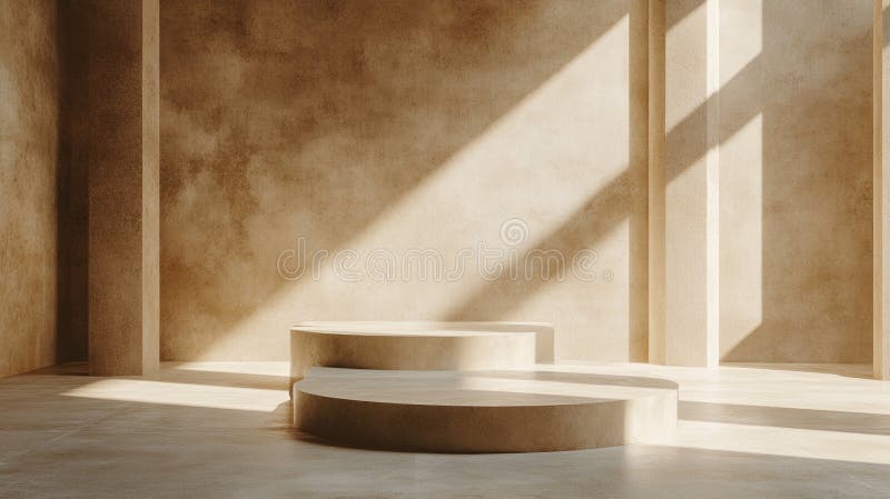 Beige Stone Platform Display with Sunlight Shadows Stock Illustration ...