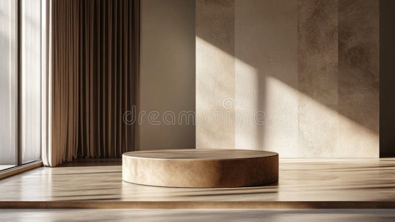 Beige Stone Product Display Platform on Wooden Floor Stock Illustration ...