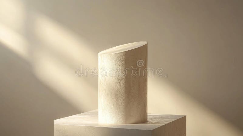 Beige Stone Sculpture on White Cube Base Stock Illustration ...