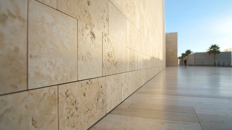 Beige Stone Wall Architecture Exterior Design Stock Illustration ...