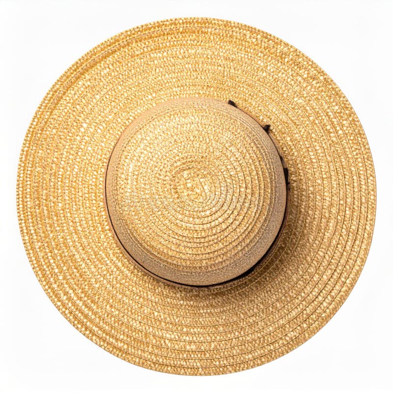 Beige Straw Hat Top View White Background Stock Illustration ...