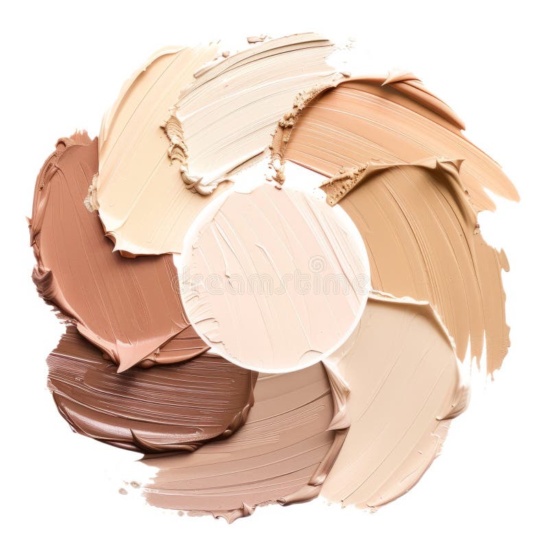 Beige Strokes of Various Foundations Forming a Color Wheel on White ...