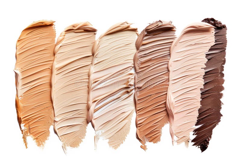 Beige Strokes of Various Foundations Forming a Color Wheel on White ...