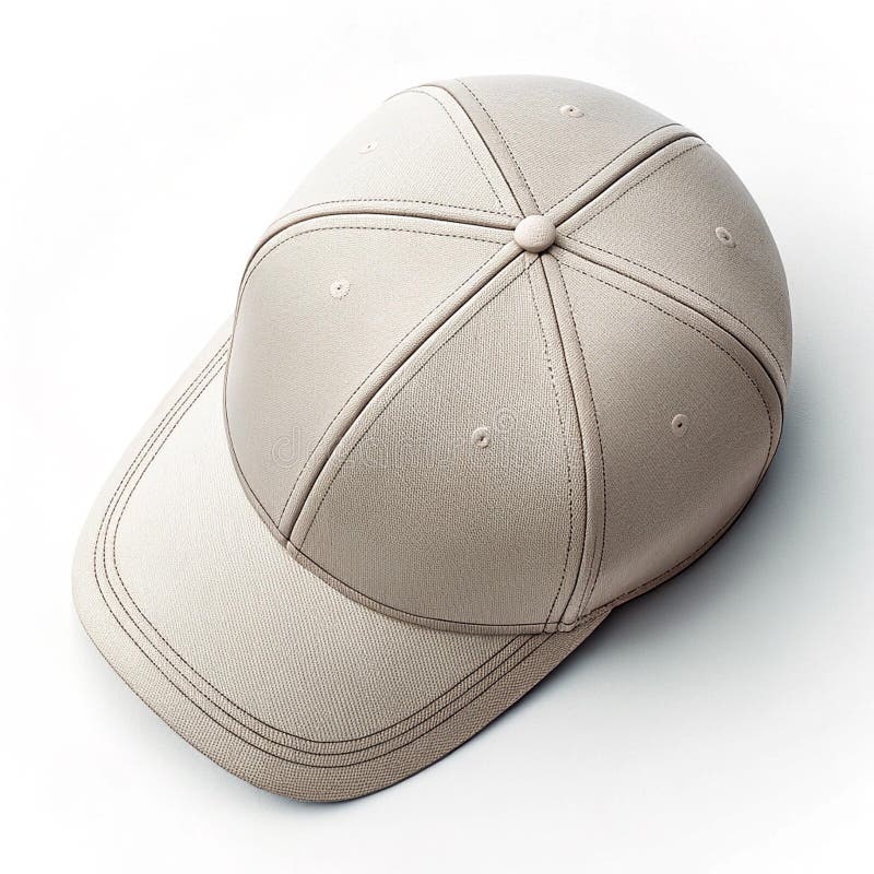 Beige Structured Baseball Cap Mockup on White Background Stock ...