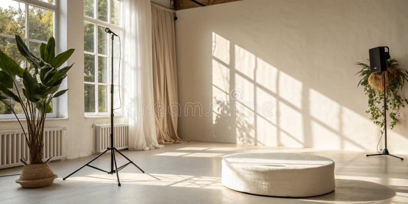 Beige Studio Background with Window Shadows and Sunlight Stock Image ...