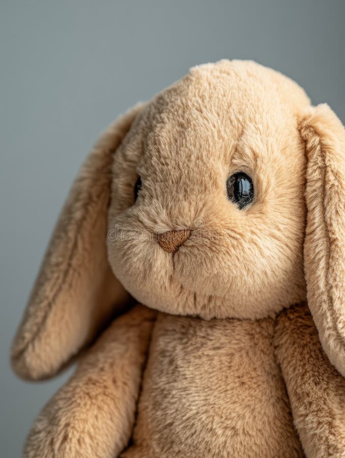 Beige Stuffed Bunny with Long Ears and Black Eyes. Stock Image - Image ...