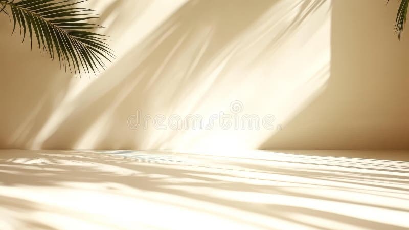 Beige Sunlight Empty Studio Scene with Palm Shadow Generated Using AI ...