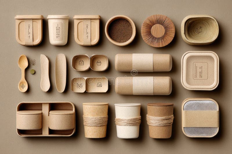 Eco-Friendly Disposable Packaging Stock Illustration - Illustration of ...