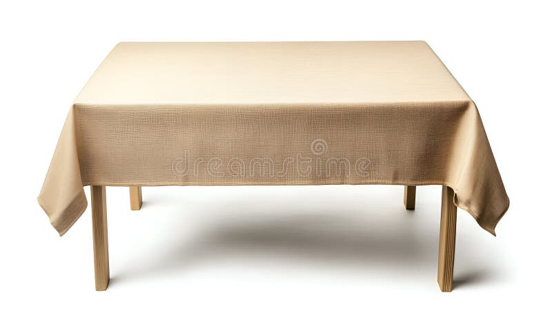 Beige Tablecloth Isolated on White, Top View Stock Image - Image of ...