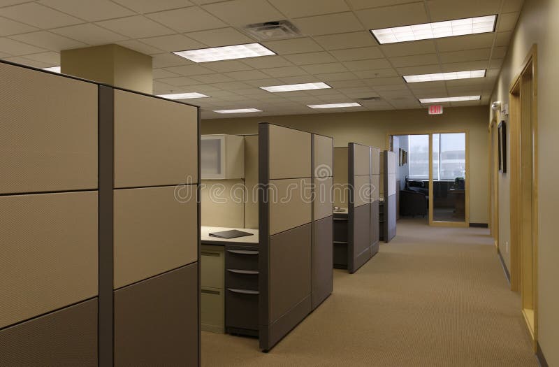 Beige Tan Generic Open Office Work Space Cubicals Stock Image - Image ...