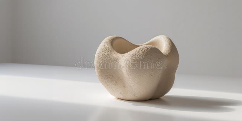 Beige Textured Abstract Sculpture on White Surface Stock Image - Image ...