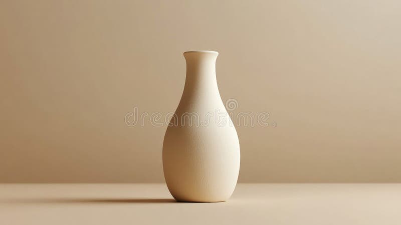 Beige Textured Ceramic Vase on Neutral Background Stock Illustration ...
