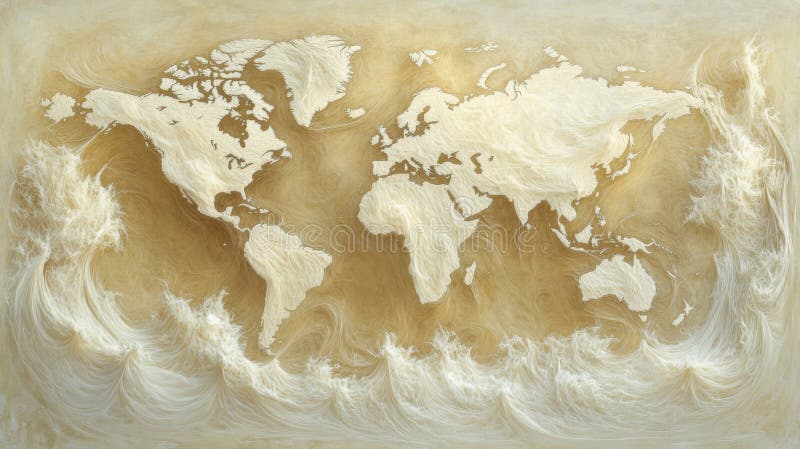 Beige Textured World Map Relief Stock Illustration - Illustration of ...