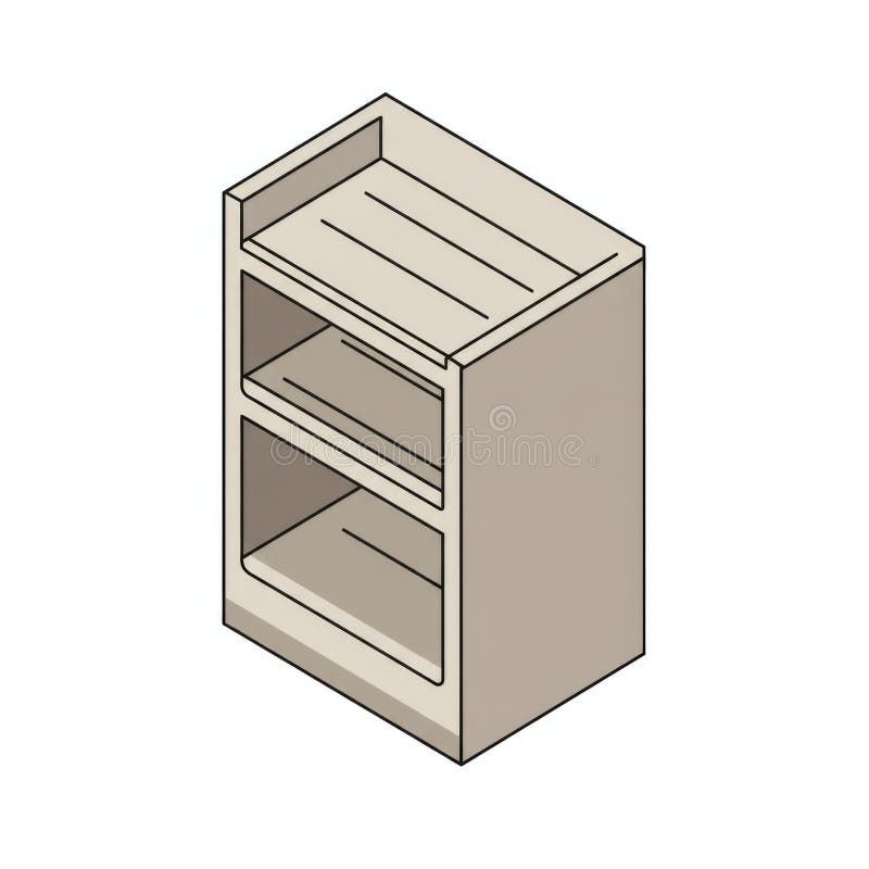 Beige Three-Tier Wooden Shelf Unit Stock Illustration - Illustration of ...