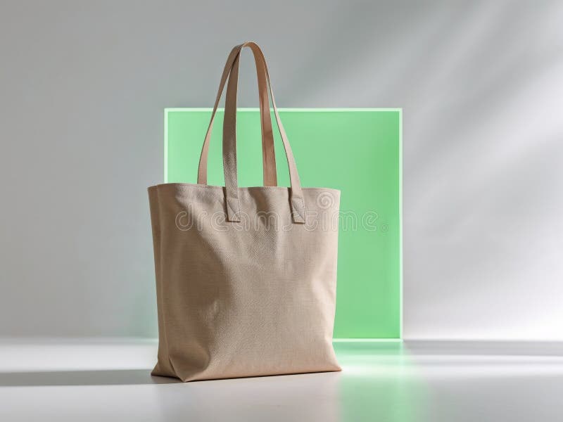 Beige Tote Bag with Green Screen Mockup for Custom Design Display ...
