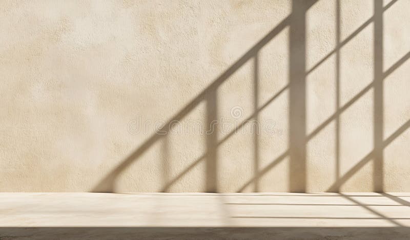 Beige Wall Background with Window Shadows Sunlight High Quality Image ...