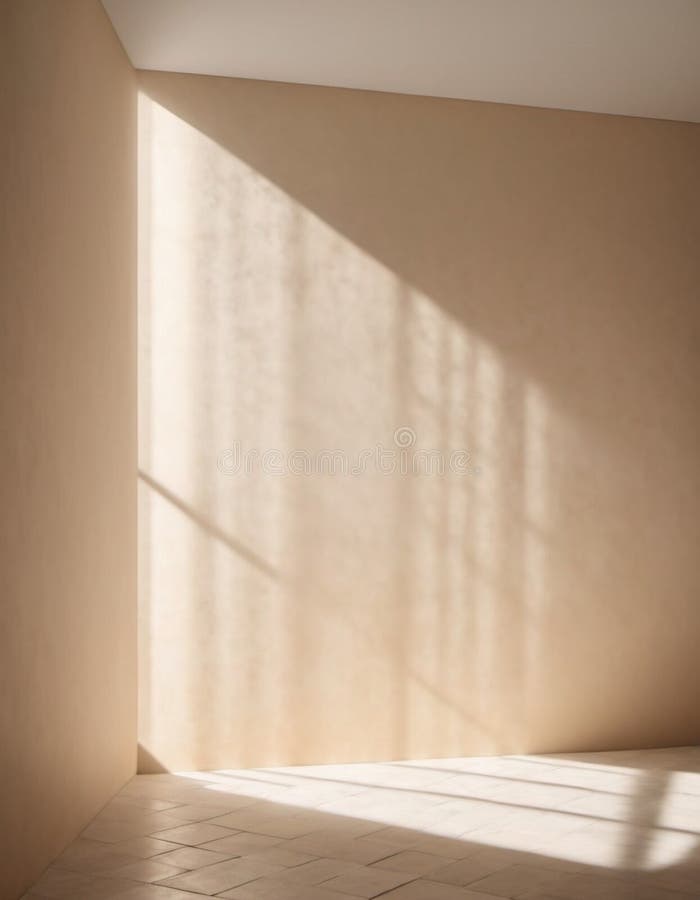 Beige Wall and Large Window. Sunlight is Streaming through Window ...