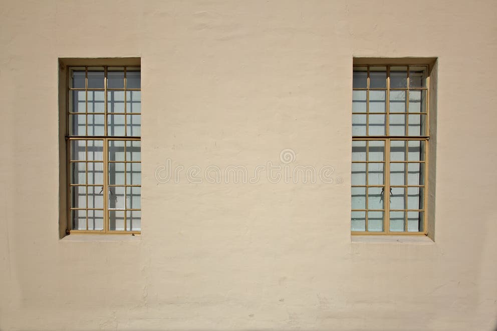 Beige wall two windows stock image. Image of blank, retro - 18416669