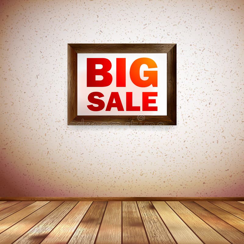 Beige Wall with Spot Lights Wooden Floor. EPS 10 Stock Vector ...