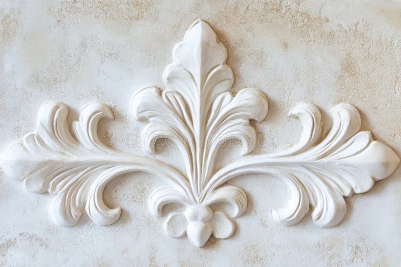 Beige Walls are Complemented by a Ceiling with White Gypsum Bas-relief ...