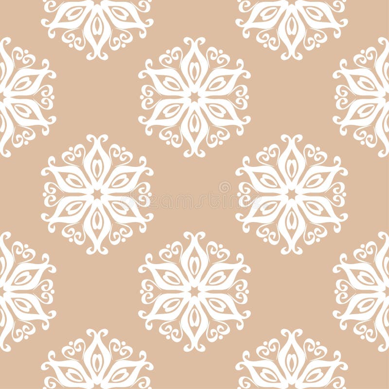 Beige and White Geometric Ornament. Seamless Pattern Stock Vector ...