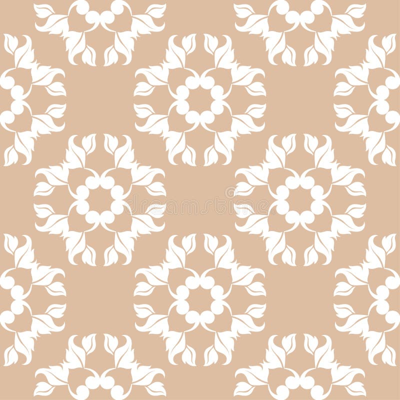 Beige and White Floral Seamless Pattern Stock Vector - Illustration of ...