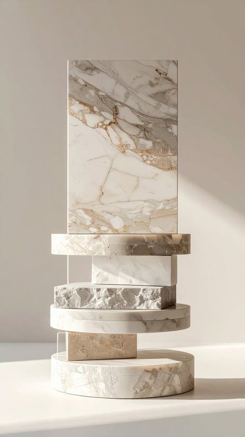 Beige and White Marble Blocks Minimalist Product Display Stock ...